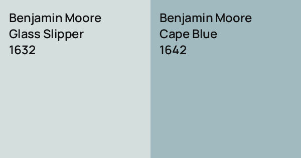 Benjamin Moore Glass Slipper vs. Benjamin Moore Cape Blue comparison