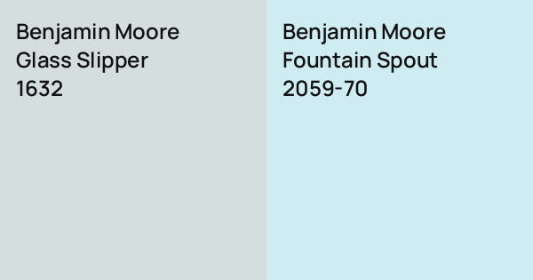 Benjamin Moore Glass Slipper vs. Benjamin Moore Fountain Spout comparison