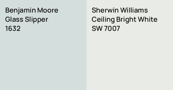 Benjamin Moore Glass Slipper vs. Sherwin Williams Ceiling Bright White ...