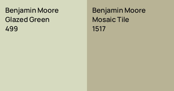 Benjamin Moore Glazed Green vs. Benjamin Moore Mosaic Tile comparison