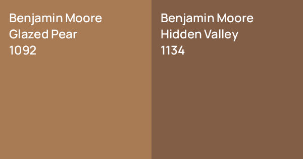 Benjamin Moore Glazed Pear vs. Benjamin Moore Hidden Valley comparison