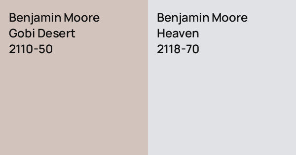 Benjamin Moore Gobi Desert vs. Benjamin Moore Heaven comparison
