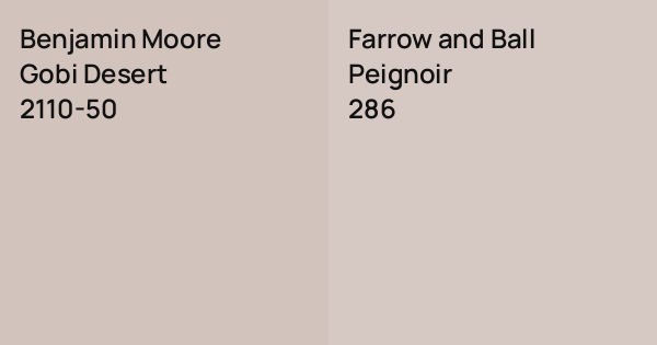 Benjamin Moore Gobi Desert vs. Farrow and Ball Peignoir comparison