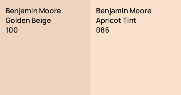 Benjamin Moore Golden Beige vs. Benjamin Moore Apricot Tint comparison