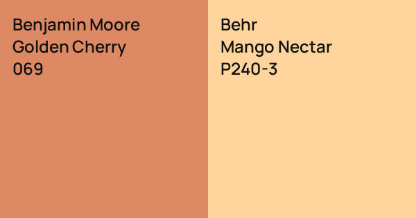 Benjamin Moore Golden Cherry vs. Behr Mango Nectar comparison