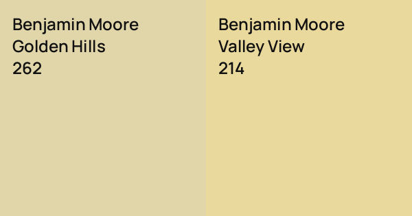 Benjamin Moore Golden Hills vs. Benjamin Moore Valley View comparison