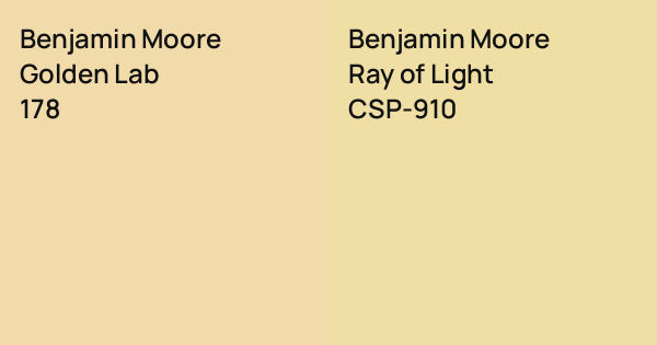 Benjamin Moore Golden Lab vs. Benjamin Moore Ray of Light comparison