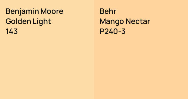 Benjamin Moore Golden Light vs. Behr Mango Nectar comparison