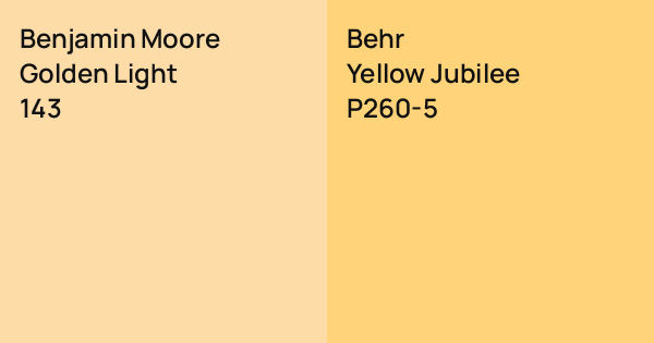 Benjamin Moore Golden Light vs. Behr Yellow Jubilee comparison