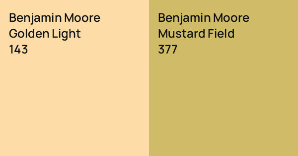 Benjamin Moore Golden Light vs. Benjamin Moore Mustard Field comparison