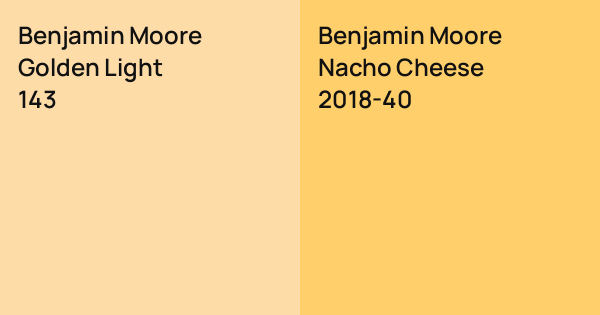 Benjamin Moore Golden Light vs. Benjamin Moore Nacho Cheese comparison