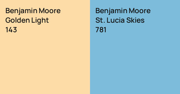 Benjamin Moore Golden Light vs. Benjamin Moore St. Lucia Skies comparison