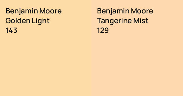 Benjamin Moore Golden Light vs. Benjamin Moore Tangerine Mist comparison
