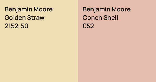 Benjamin Moore Golden Straw vs. Benjamin Moore Conch Shell comparison