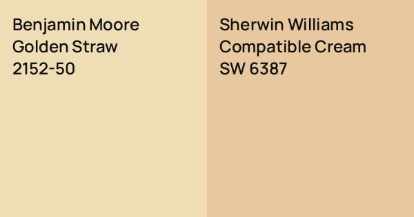 Benjamin Moore Golden Straw vs. Sherwin Williams Compatible Cream ...