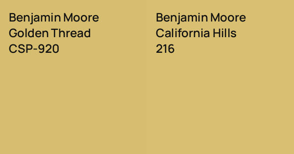 Benjamin Moore Golden Thread vs. Benjamin Moore California Hills comparison