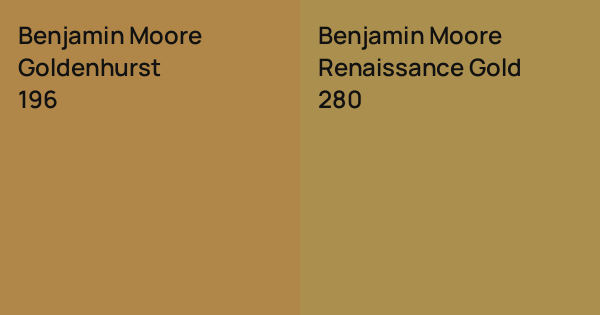 Benjamin Moore Goldenhurst vs. Benjamin Moore Renaissance Gold comparison