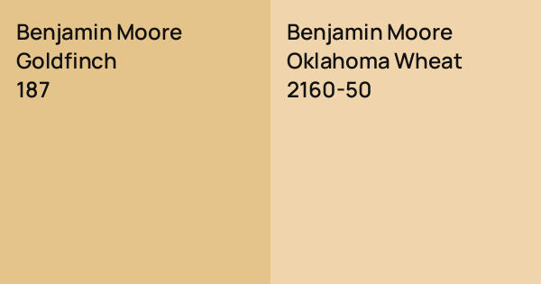 Benjamin Moore Goldfinch vs. Benjamin Moore Oklahoma Wheat comparison