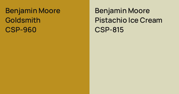 Benjamin Moore Goldsmith vs. Benjamin Moore Pistachio Ice Cream comparison