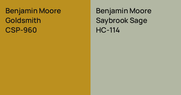 Benjamin Moore Goldsmith vs. Benjamin Moore Saybrook Sage comparison
