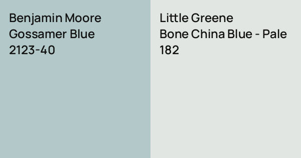 Benjamin Moore Gossamer Blue vs. Little Greene Bone China Blue - Pale ...