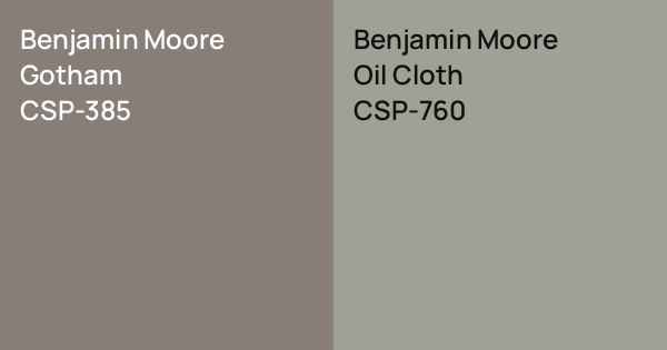 Benjamin Moore Gotham vs. Benjamin Moore Oil Cloth comparison