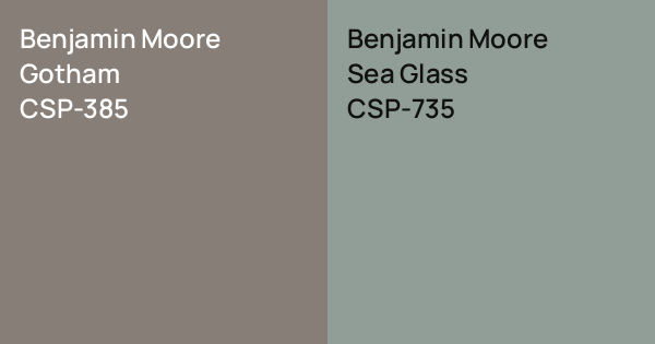 Benjamin Moore Gotham vs. Benjamin Moore Sea Glass comparison