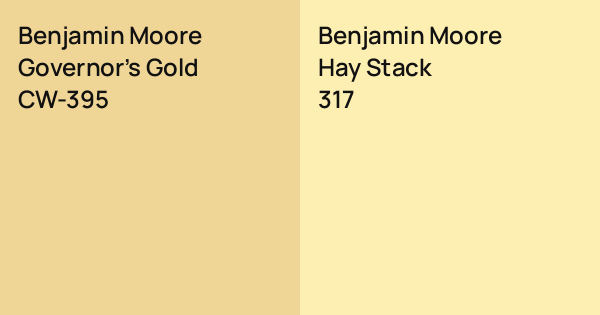 Benjamin Moore Governor's Gold vs. Benjamin Moore Hay Stack comparison