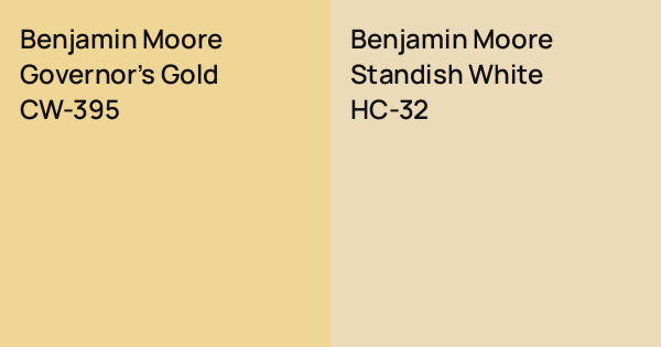 Benjamin Moore Governor's Gold vs. Benjamin Moore Standish White comparison