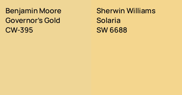 Benjamin Moore Governor's Gold vs. Sherwin Williams Solaria comparison
