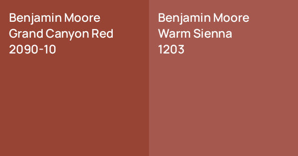 Benjamin Moore Grand Canyon Red vs. Benjamin Moore Warm Sienna comparison