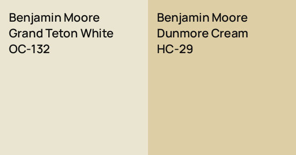 Benjamin Moore Grand Teton White vs. Benjamin Moore Dunmore Cream ...