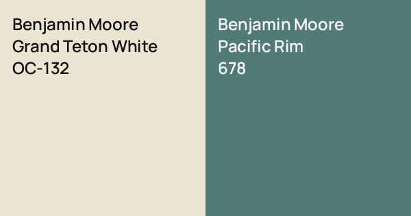 Benjamin Moore Grand Teton White vs. Benjamin Moore Pacific Rim comparison