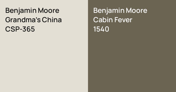 Benjamin Moore Grandma's China vs. Benjamin Moore Cabin Fever comparison