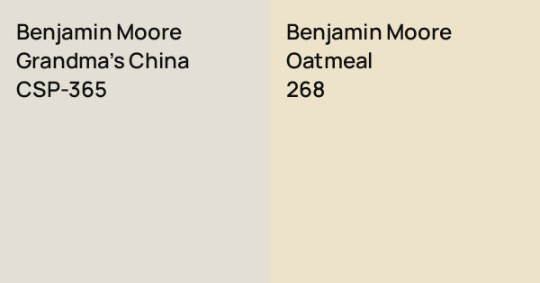 Benjamin Moore Grandma's China vs. Benjamin Moore Oatmeal comparison