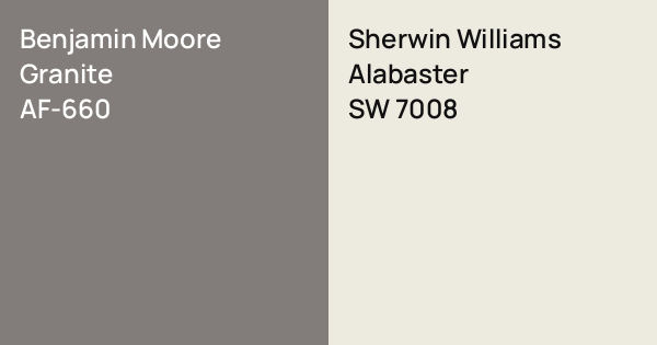 Benjamin Moore Granite vs. Sherwin Williams Alabaster comparison