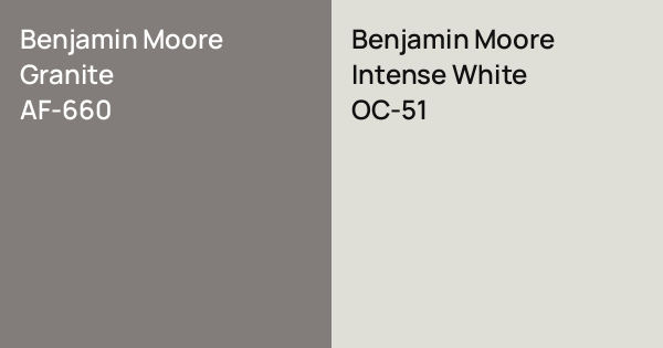 Benjamin Moore Granite vs. Benjamin Moore Intense White comparison