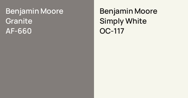 Benjamin Moore Granite vs. Benjamin Moore Simply White comparison