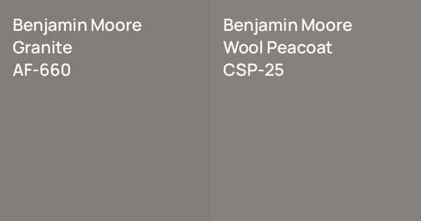 Benjamin Moore Granite vs. Benjamin Moore Wool Peacoat comparison
