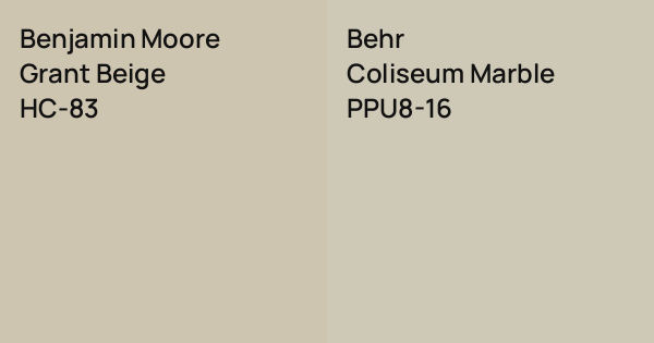 Benjamin Moore Grant Beige vs. Behr Coliseum Marble comparison