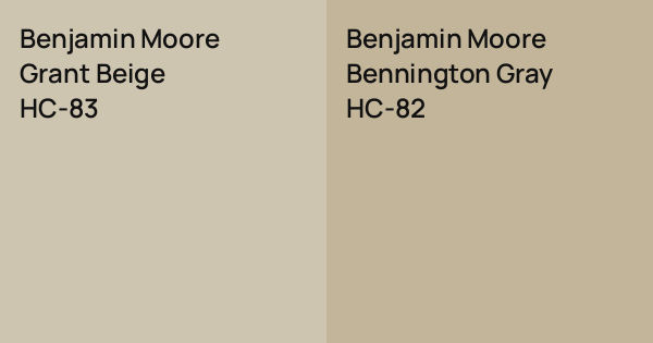 Benjamin Moore Grant Beige vs. Benjamin Moore Bennington Gray comparison