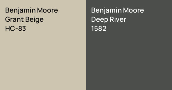 Benjamin Moore Grant Beige vs. Benjamin Moore Deep River comparison
