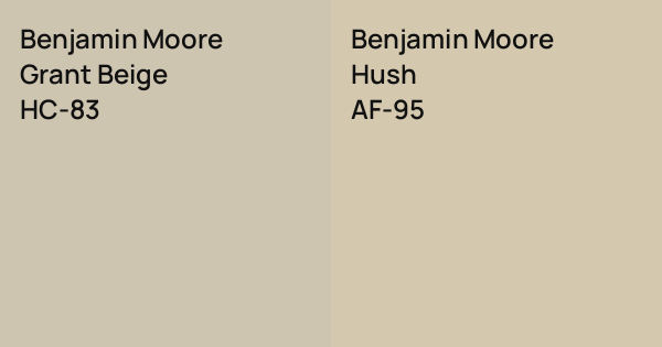 Benjamin Moore Grant Beige vs. Benjamin Moore Hush comparison