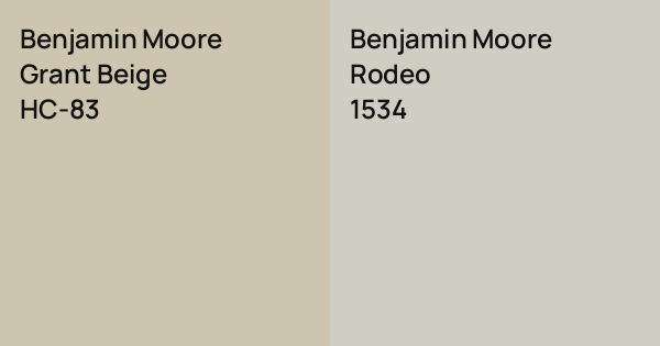 Benjamin Moore Grant Beige vs. Benjamin Moore Rodeo comparison
