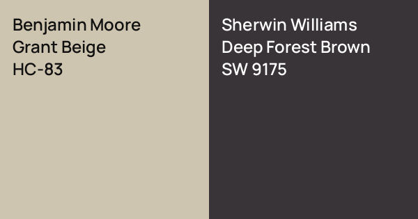 Benjamin Moore Grant Beige vs. Sherwin Williams Deep Forest Brown ...