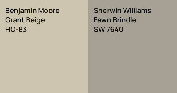 Benjamin Moore Grant Beige vs. Sherwin Williams Fawn Brindle comparison