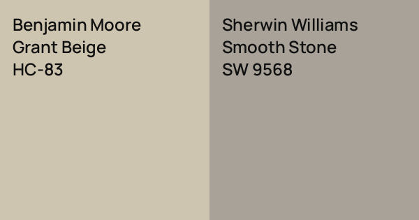 Benjamin Moore Grant Beige vs. Sherwin Williams Smooth Stone comparison