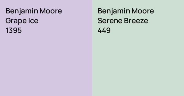 Benjamin Moore Grape Ice vs. Benjamin Moore Serene Breeze comparison