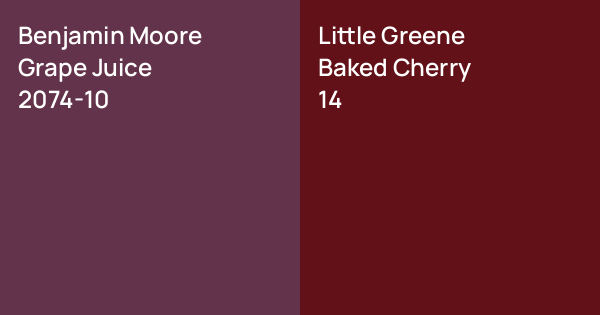 Benjamin Moore Grape Juice vs. Little Greene Baked Cherry comparison