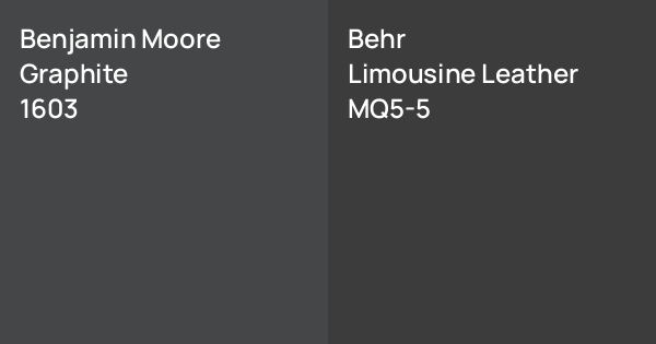 Benjamin Moore Graphite vs. Behr Limousine Leather comparison